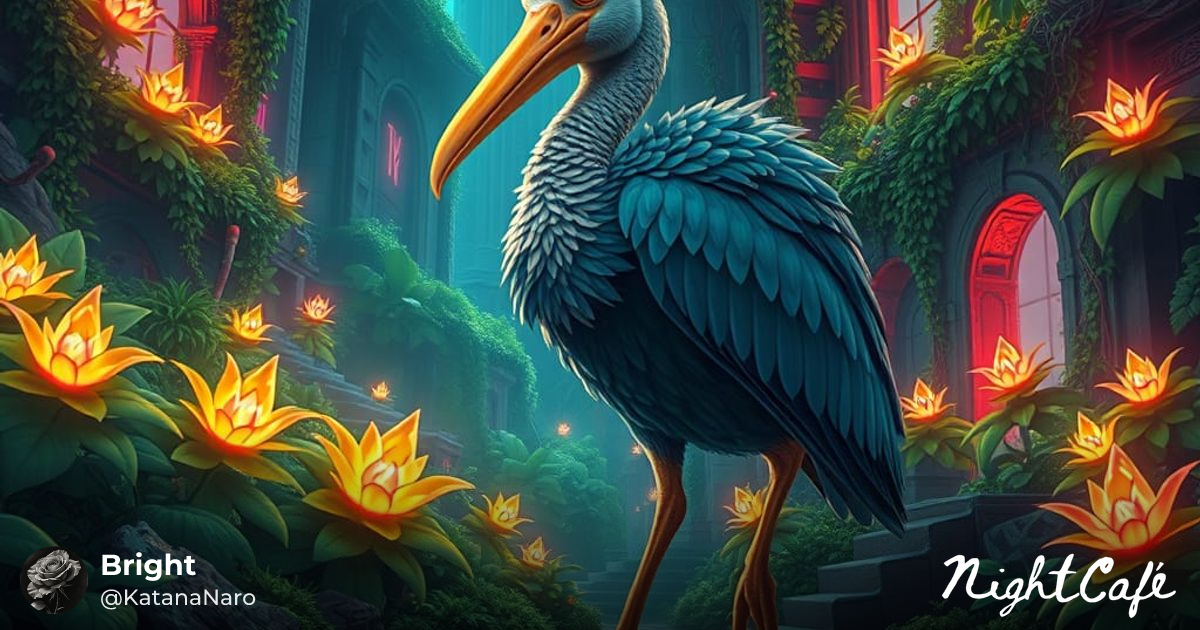 Dodo Bird Walks Among Futuristic Ruins - AI Art