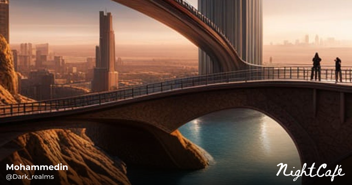 Surreal Glass Bridge Between Happy and Sad Towers - AI Art