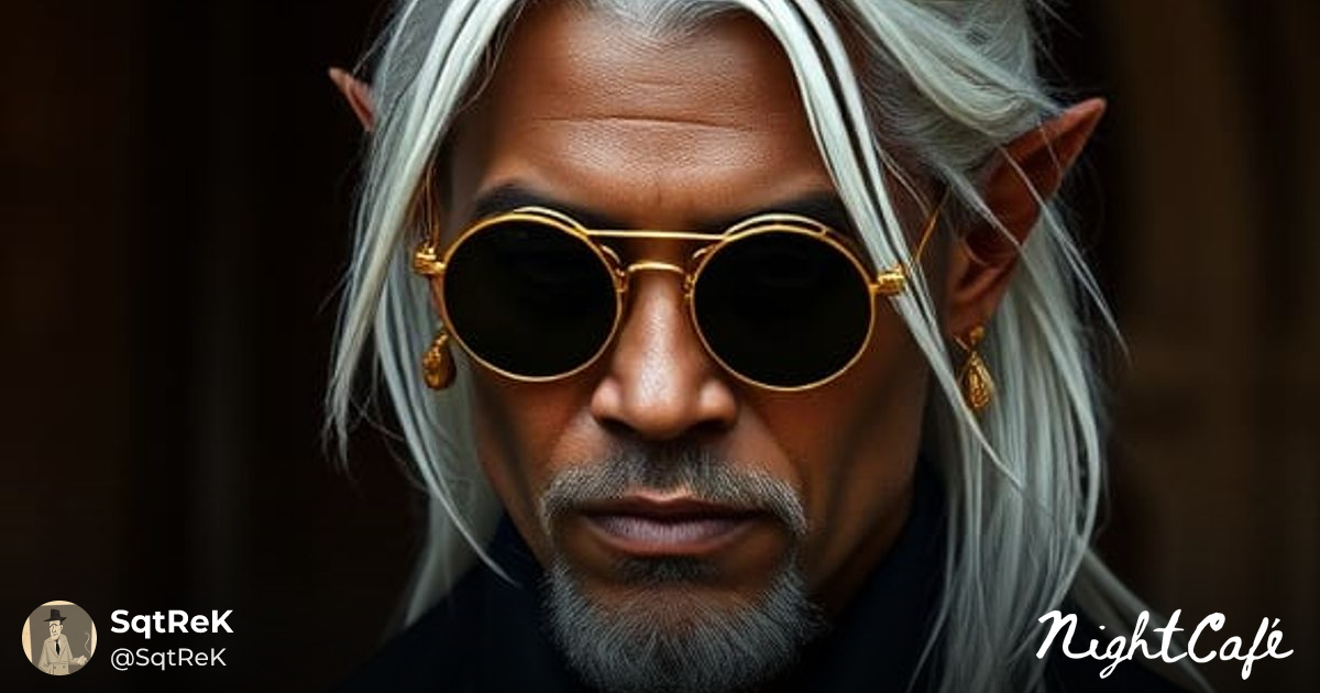 Drow in Steampunk Sunglasses: Fantasy Portrait - AI Art