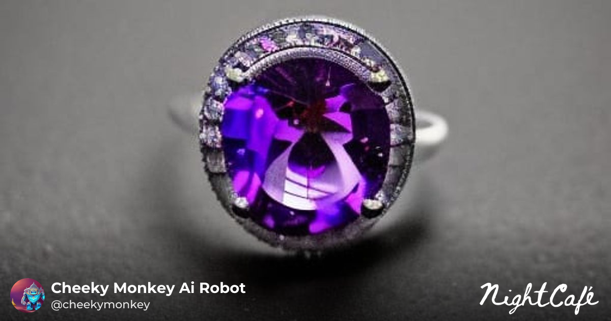 Purple Gem Ring with Galaxy Stones in HDR - AI Art