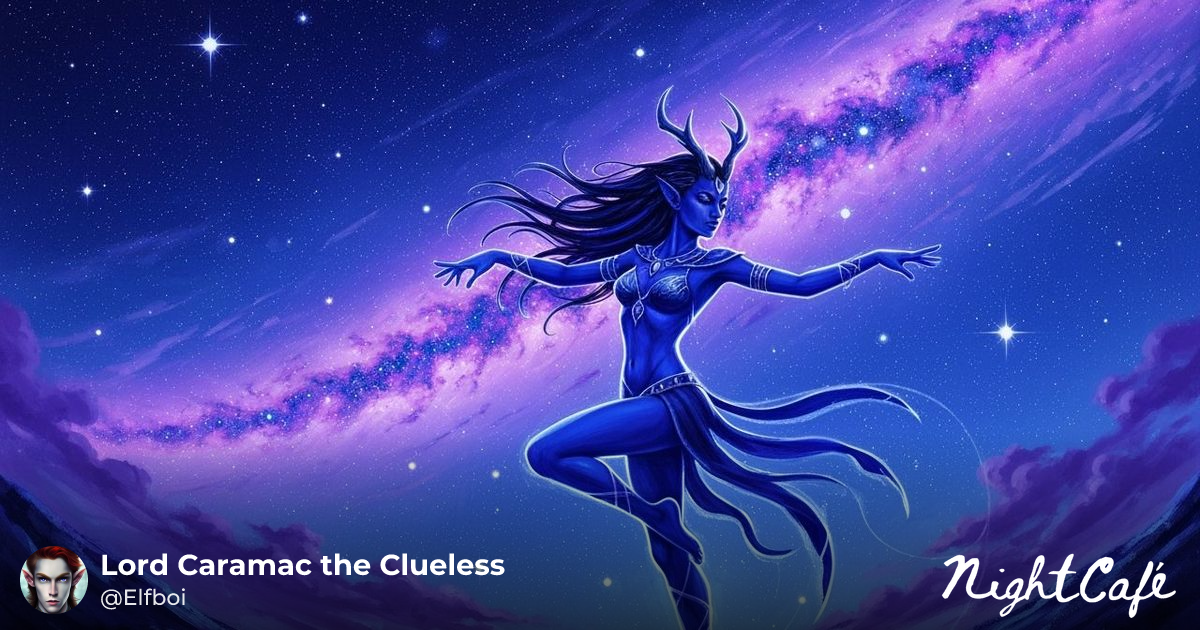 Queen of the Night: Elfin Goddess Painting the Sky - AI Art