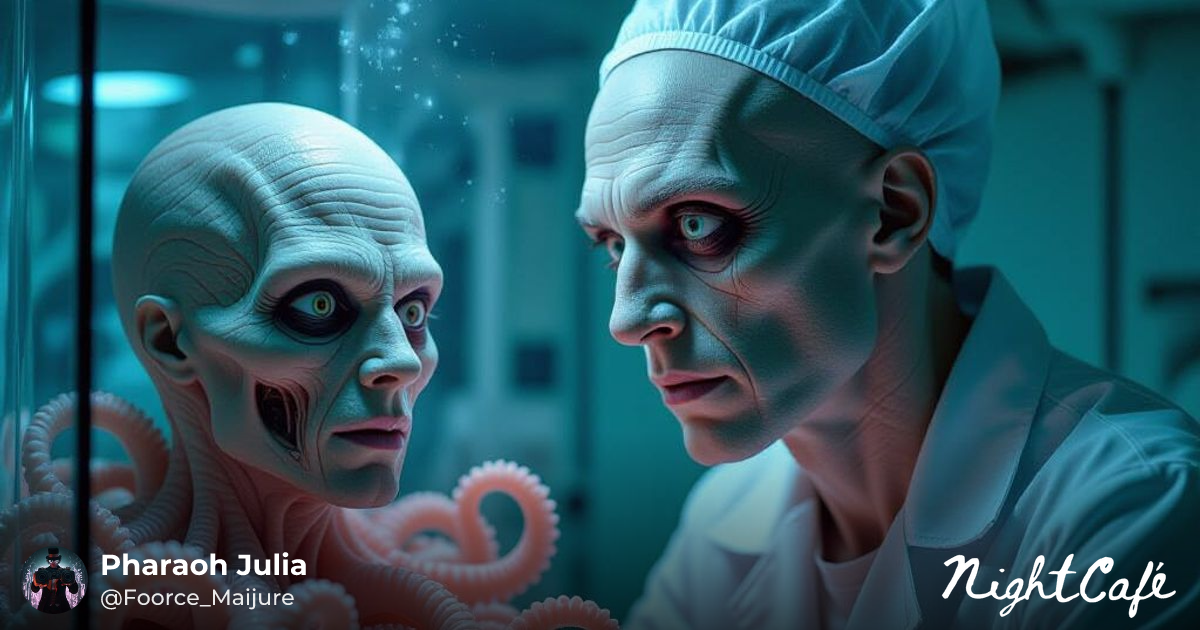 Surreal Sci-Fi Scene: Humanoid and Tentacled Creat... - AI Art