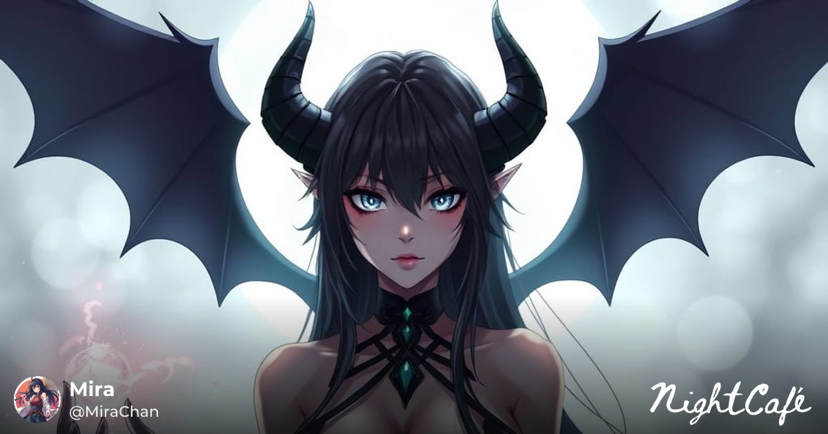 Beautiful anime demon woman with a hourglass figure, long black hair ...