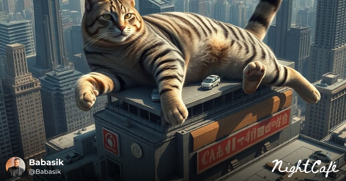 Colossal Tabby Cat Dominates City Skyline in 8k - AI Art