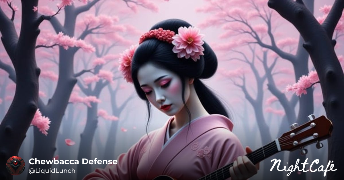 Sakuras Shamisen - Geisha Yokai in Cherry Blossom Forest