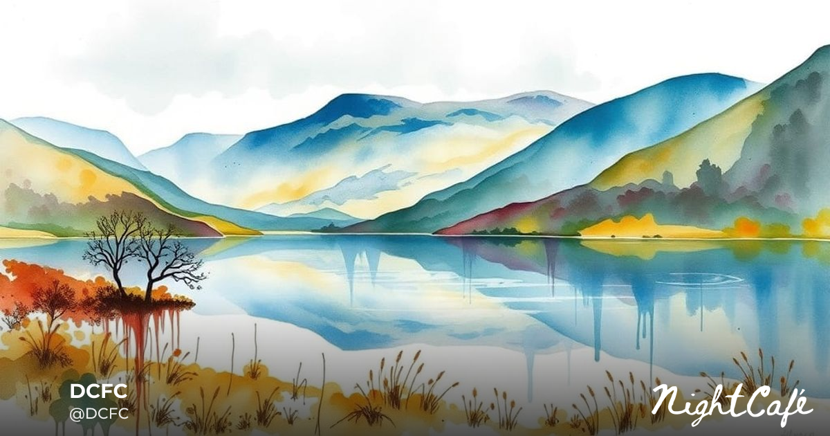 Simple watercolour - Whimsical Watercolour Lake District La...