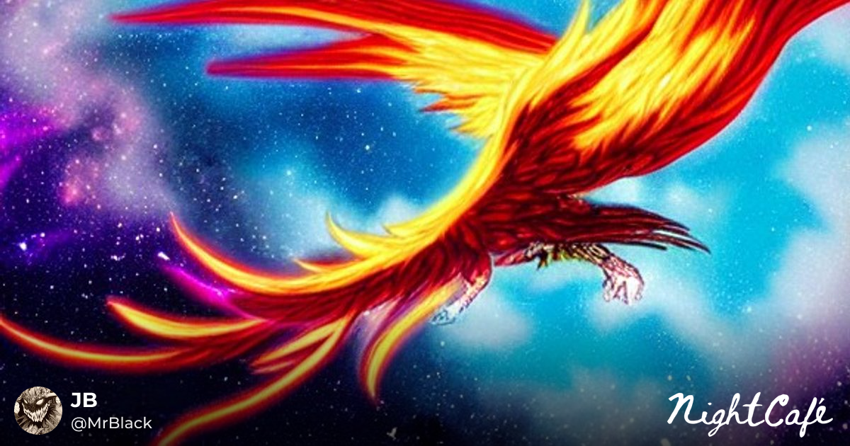 Galactic phoenix flying through space