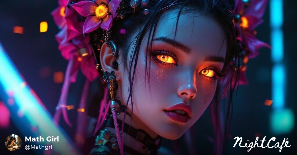 Care to dance? - Cyborg Geisha with Neon Katana in Cyberpunk...