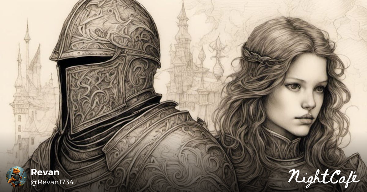 Sibling Knights - Pyrography - Detailed Pyrography Sketch of...