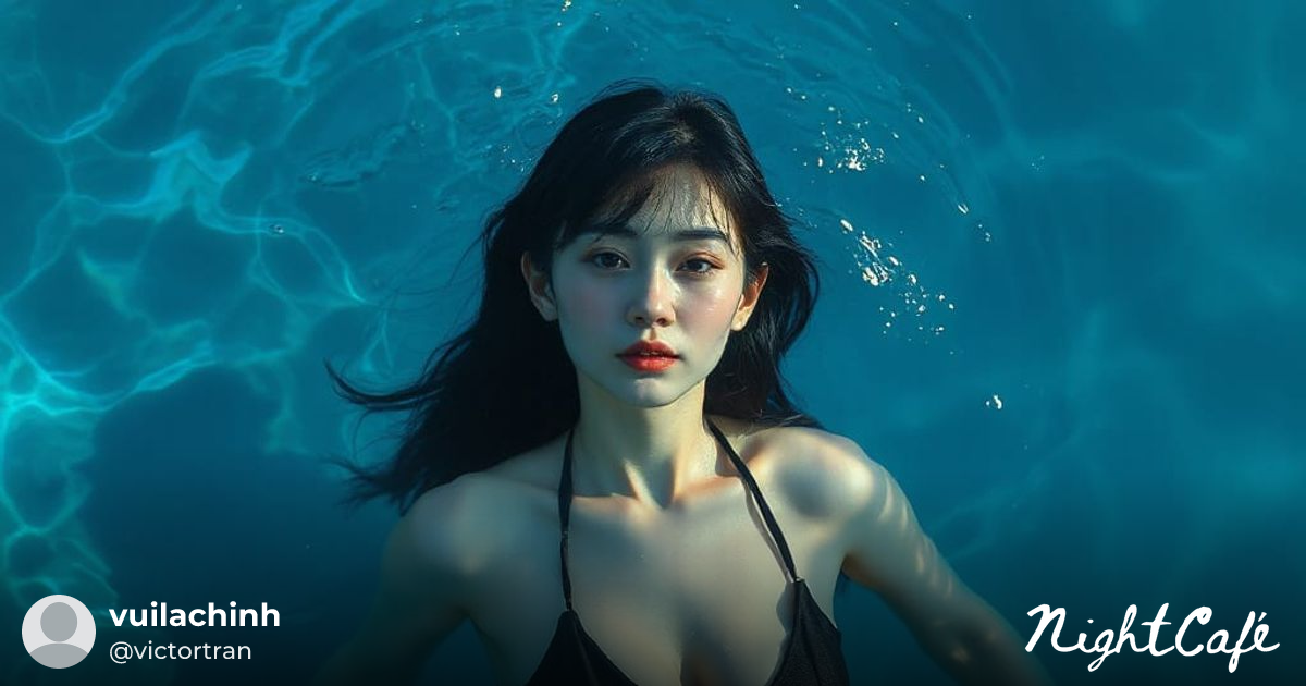 wearing a swimsuit subtle waves - Serene Japanese Woman in C...