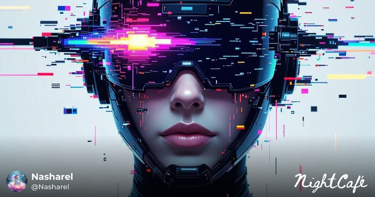 Distorted Cyberpunk Face with RGB Color Shifts - AI Art