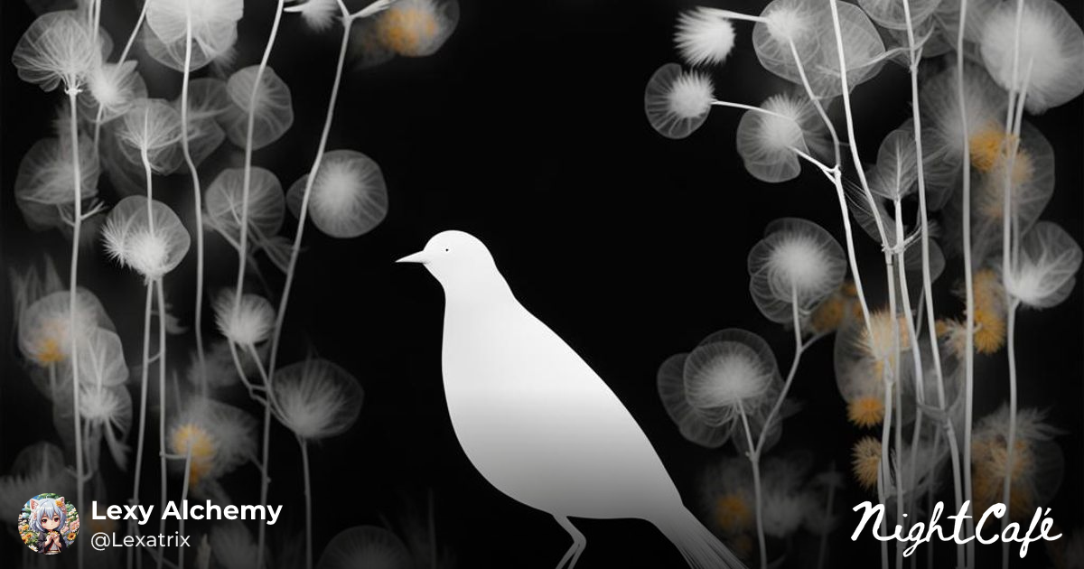 Photogram White Bird,feathers, bird made of flowers in a Million ...