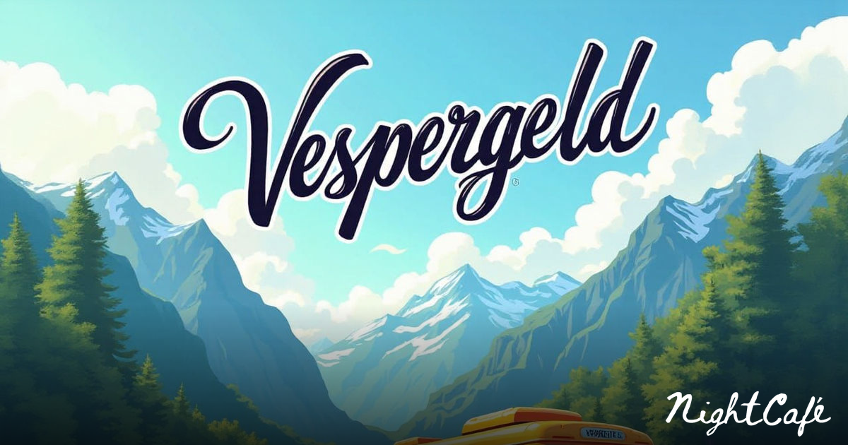 Cartoon Tour Bus in Mountain Landscape - AI Art