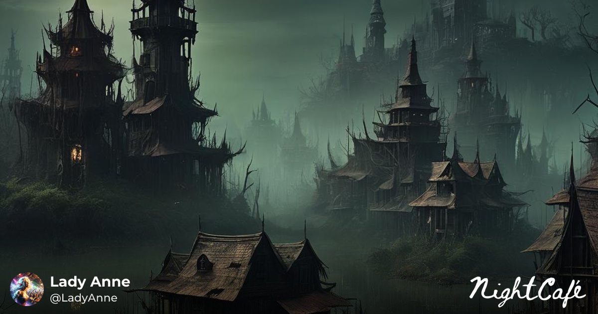 Ethereal Swamp City Fantasy Horrorscape - AI Art
