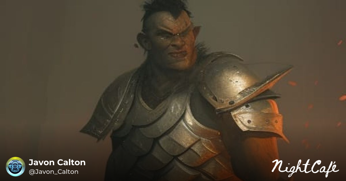 Half-Orc Warrior - Half-Orc Warrior in Full Plate Armor
