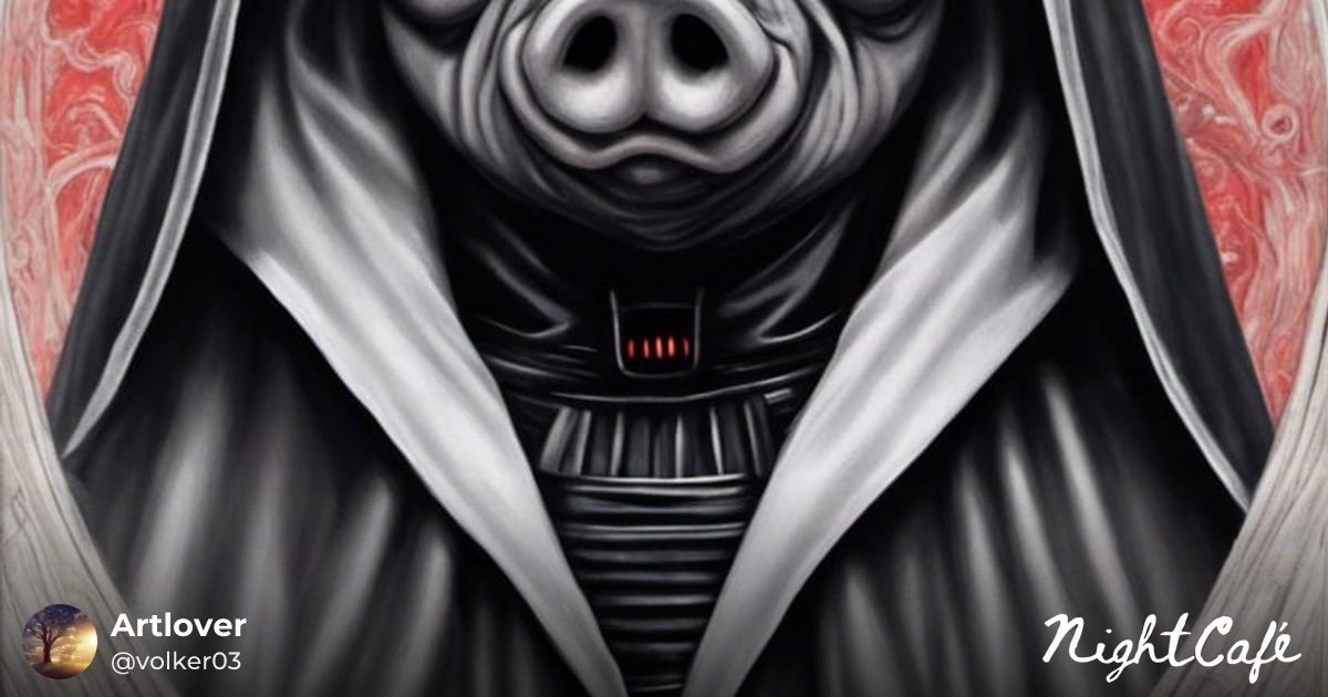 Alien Pig - Anthropomorphic Pig as Darth Vader in Rococo Sty...