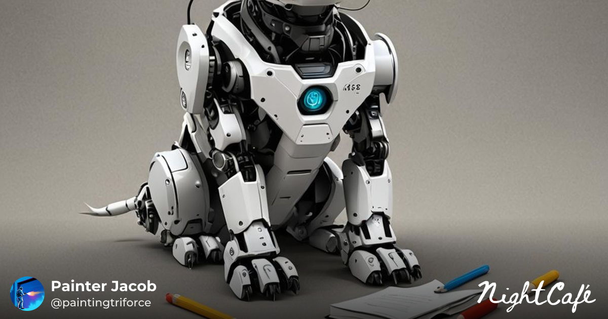 my robot dog - Robot Dog Eats Homework in Digital Art Style