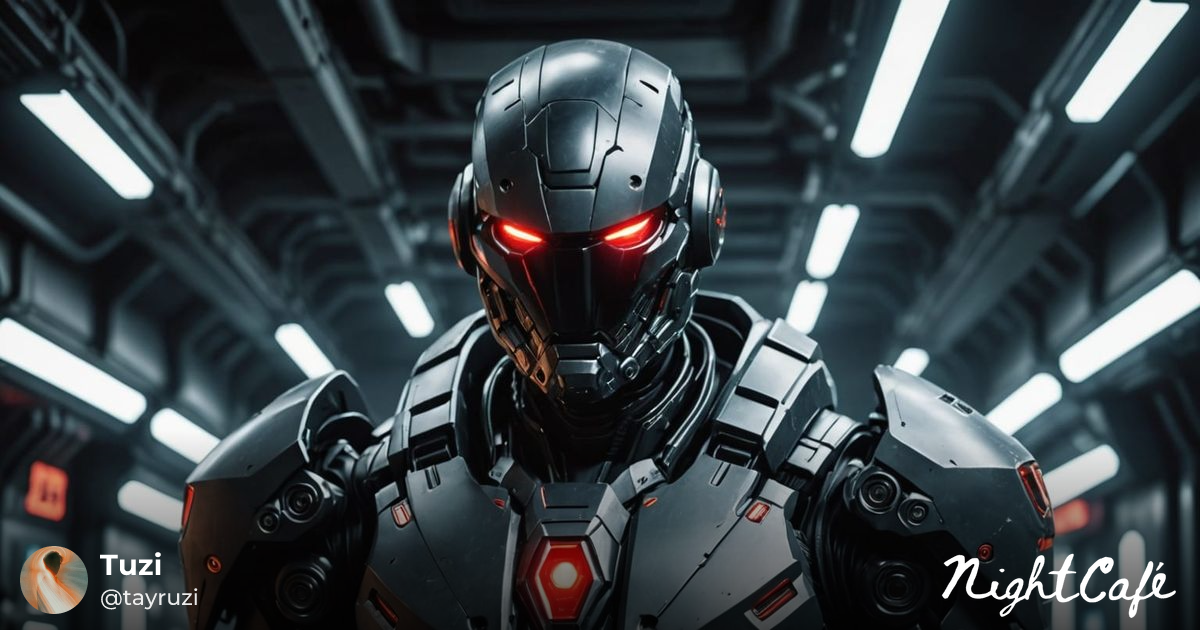 Futuristic Military Android in High-Tech Sci-Fi En... - AI Art