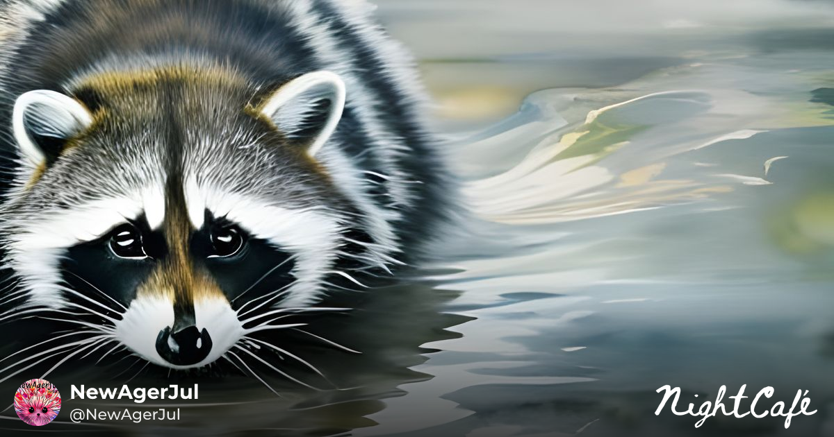 Raccoon - Detailed Raccoon Family Ink and Watercolor Art