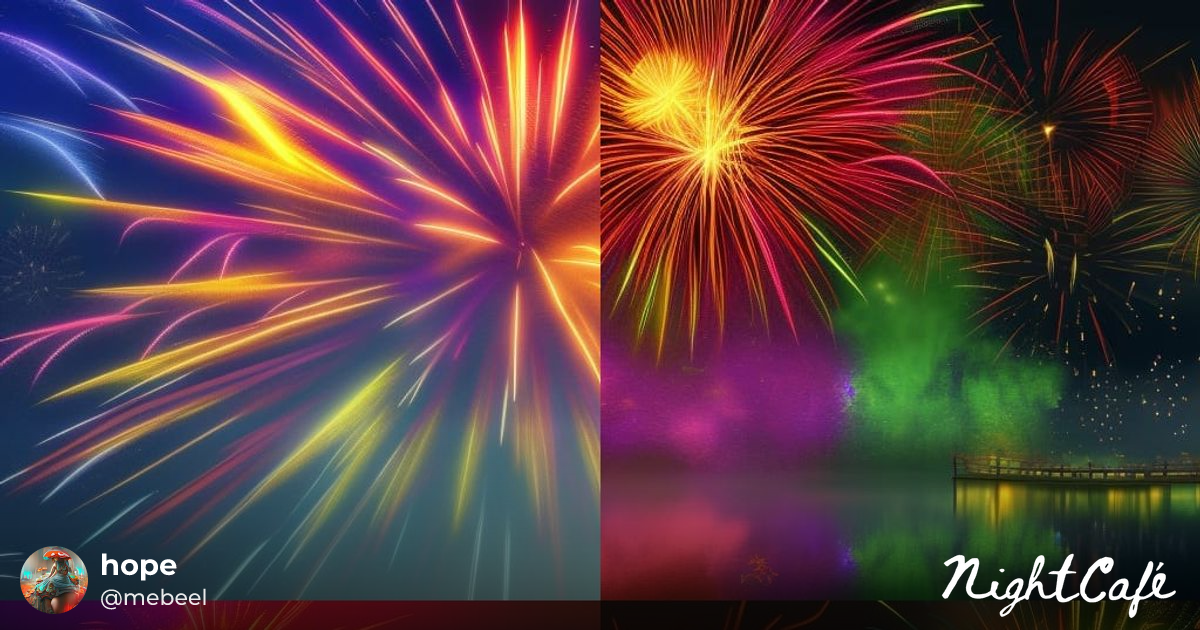 fireworks - Colorful Fireworks Display in Detailed Matte Pai...