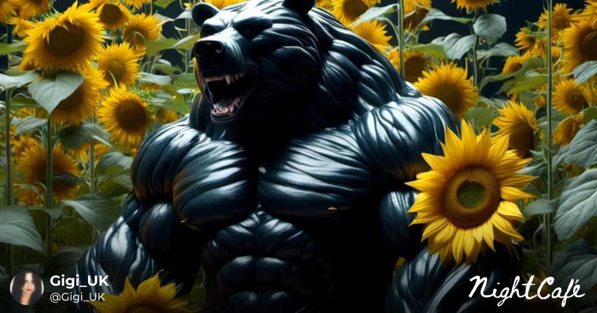 monster bear, trampling sunflowers - monster bear, trampling...