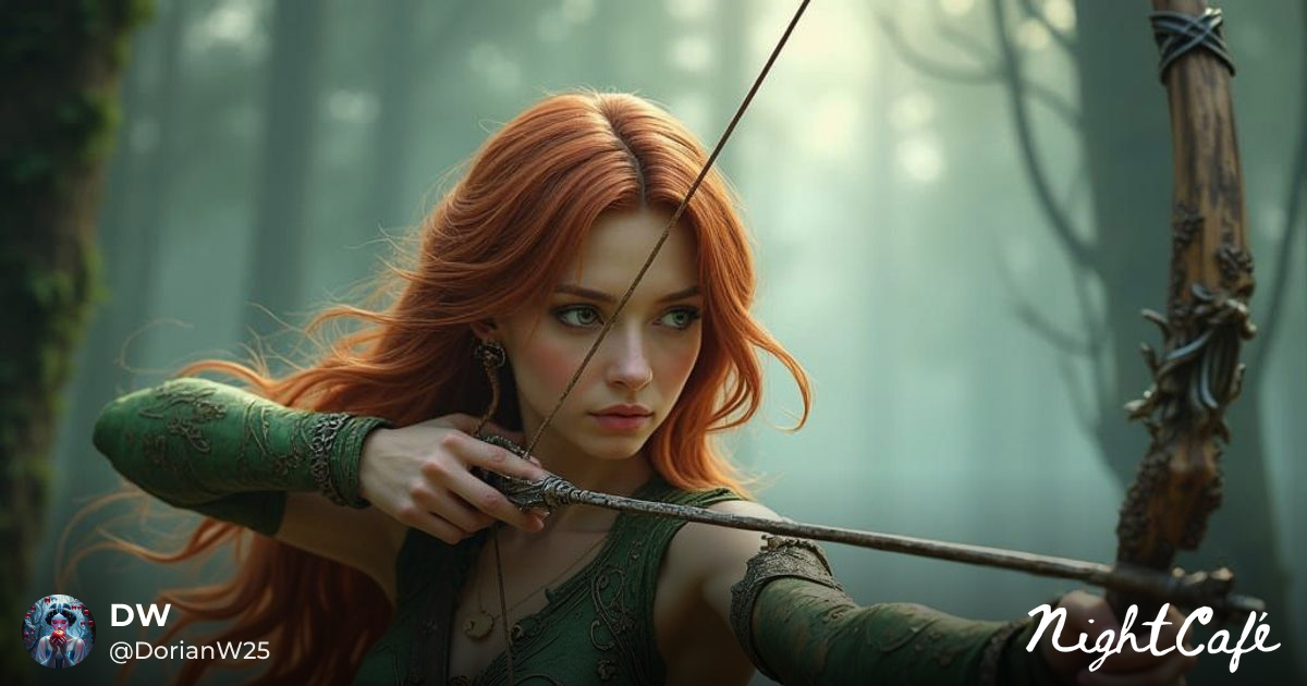 Elven Archer Princess in Majestic Bark Armor - AI Art