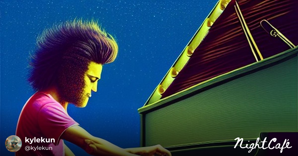 Spirit of Piano - Rock Star God Plays Piano: Digital Illustr...