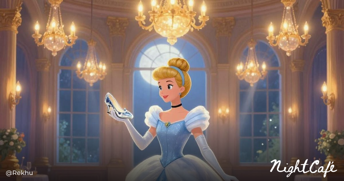 Cinderella - Cinderella in Ballgown Holding Glass Slipper i...