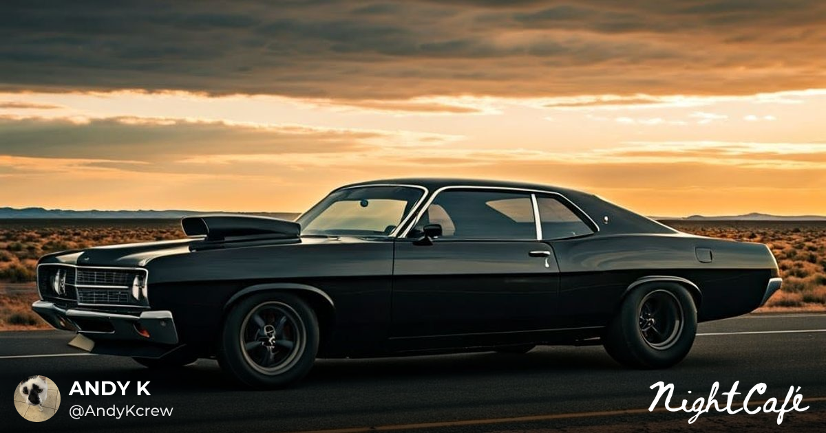 Gritty Hotrod Musclecar on Desert Highway - AI Art