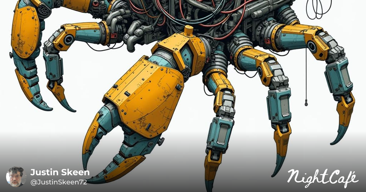 Intricate Mecha Crab Blueprint in Futuristic Indus... - AI Art