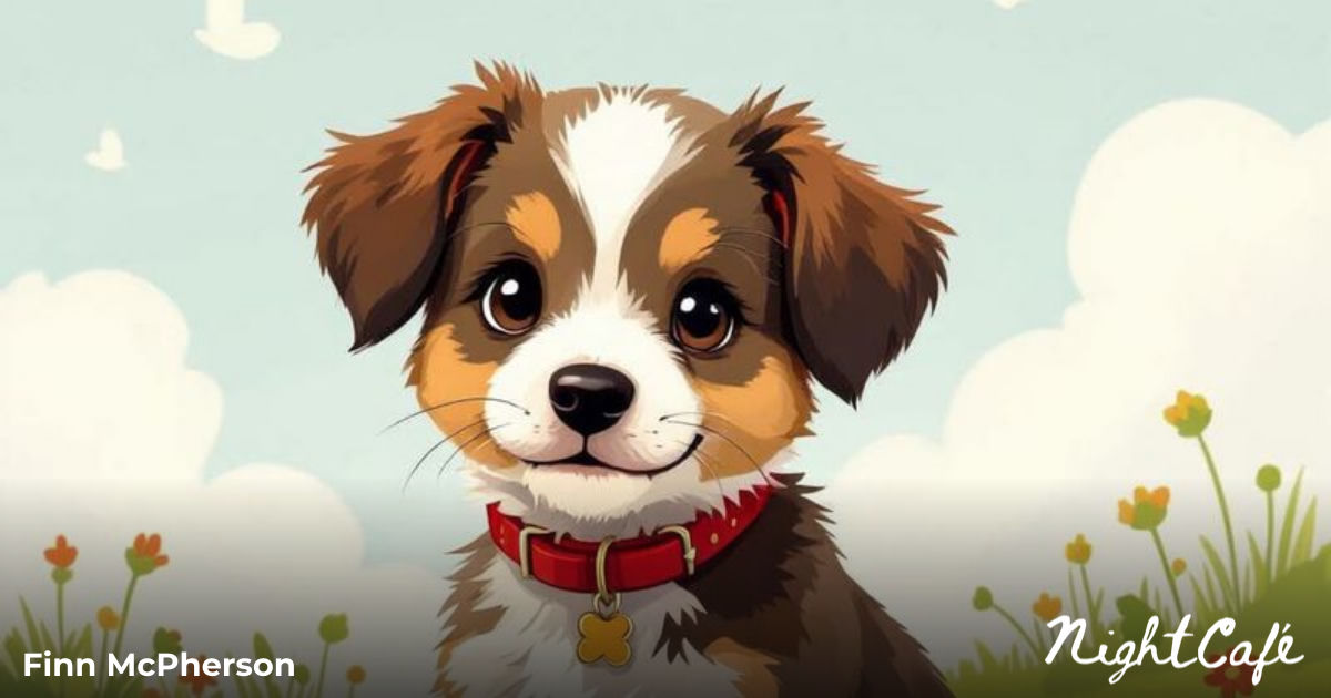 pupe - Charming Puppy Portrait in Children's Book Style