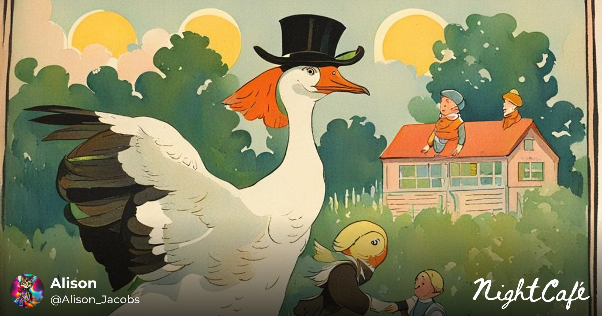 Mother Goose: 1920s Gouache Illustration - AI Art