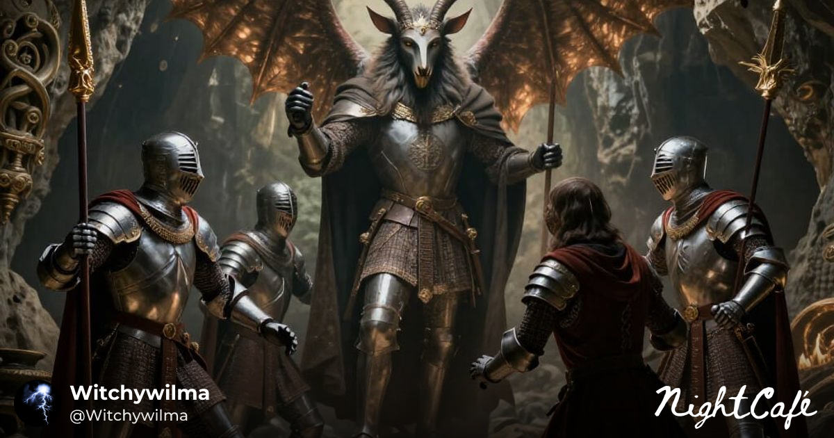 Knights Templar Summoning Baphomet in Secret Cave - AI Art
