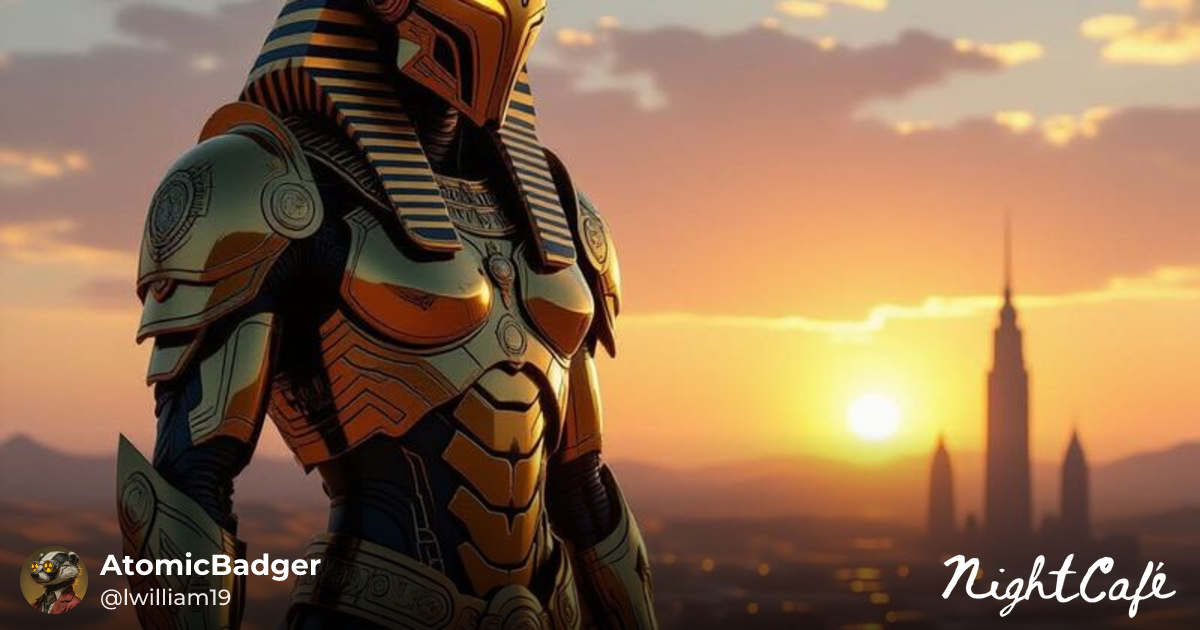Egyptian robotic warrior - Golden Egyptian Robot Warrior Gua...