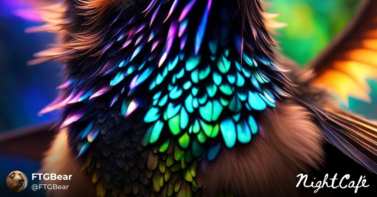 Winged Hummingbird Dragon Cub Portrait in Fantasyc... - AI Art