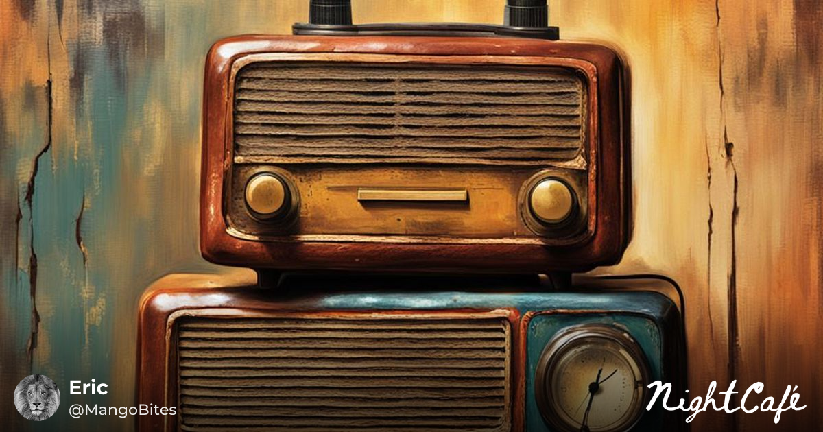Stack of Radios - Impressionist Still Life: Stack of Vintage...