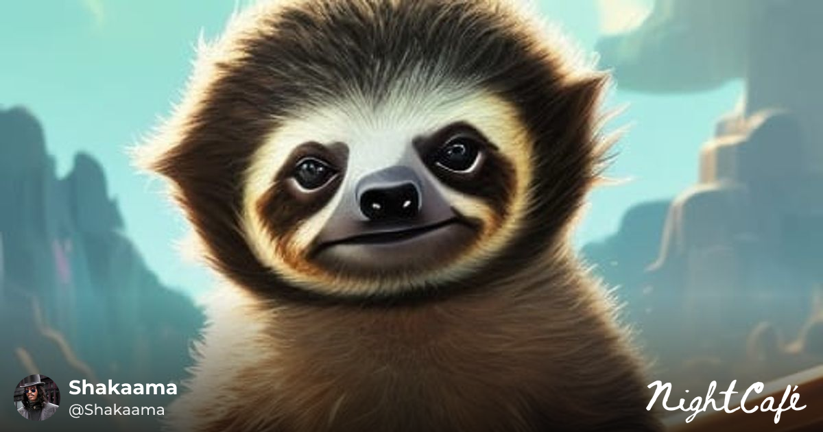 Baby Sloth Race Car Driver in Gouache Style - AI Art