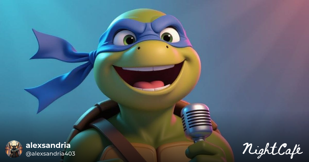 Ninja Turtle Singing: Pixar-Style 3D Digital Art - AI Art