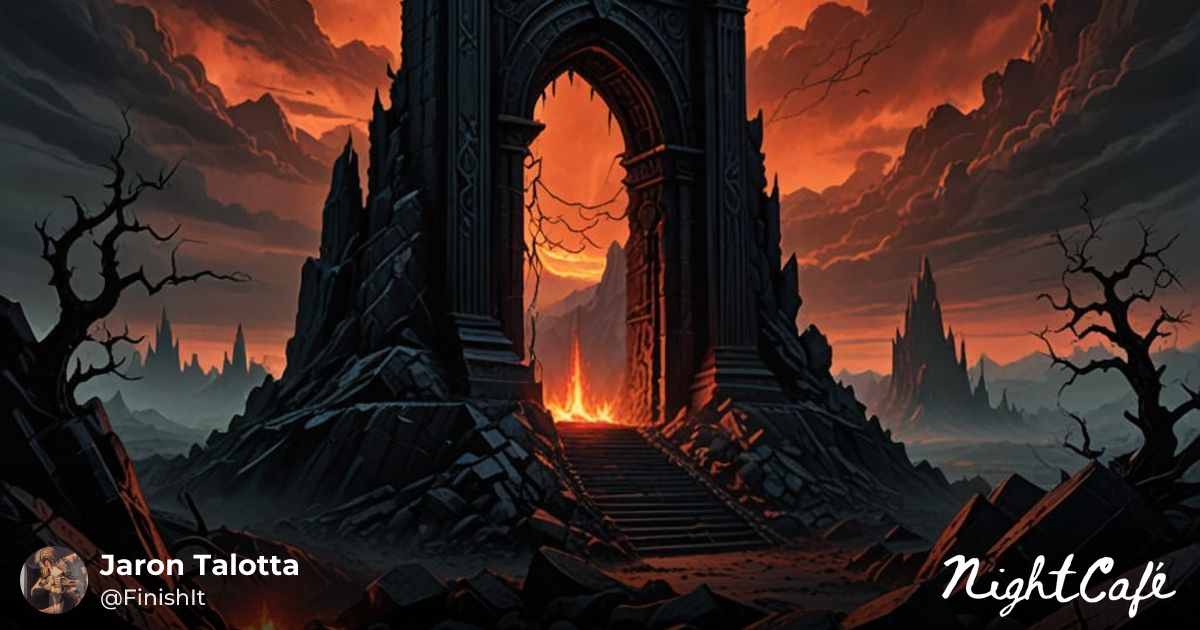 Dark Fantasy Sigil Stone, Twisted Tower of Dread o... - AI Art