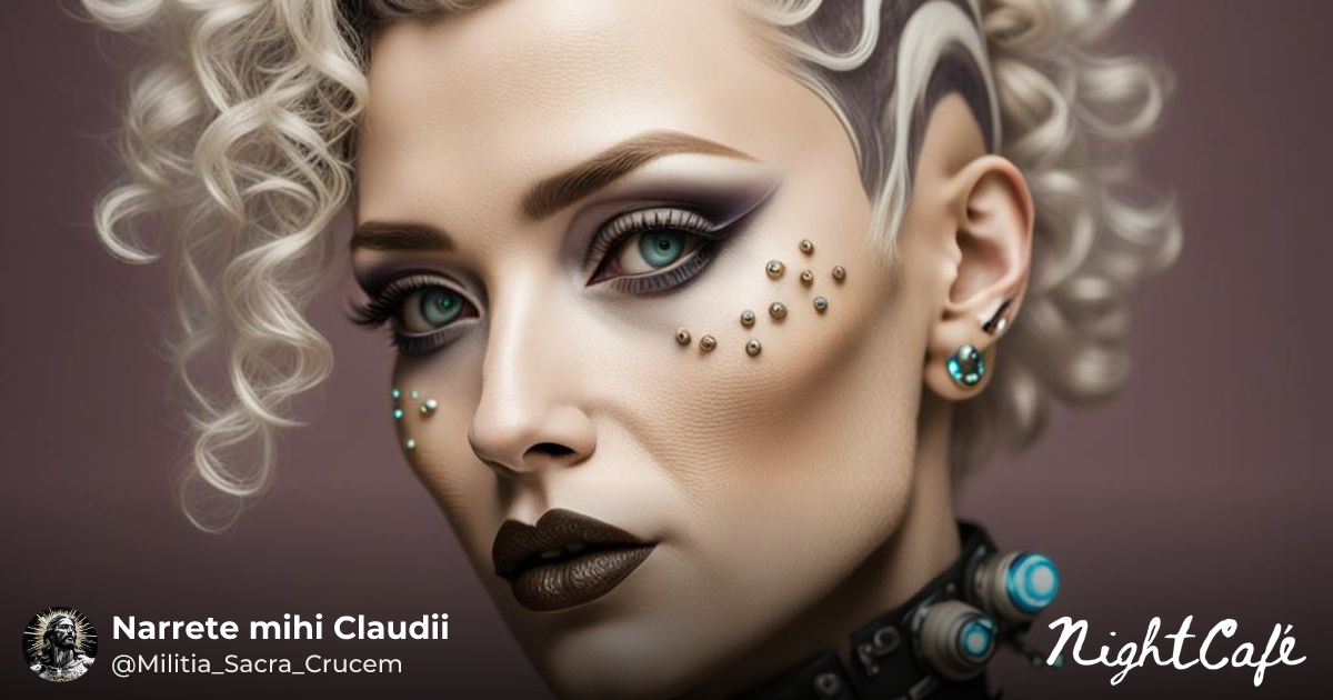 Cyborg with Mohawk in Fairycore Aurorapunk Style - AI Art