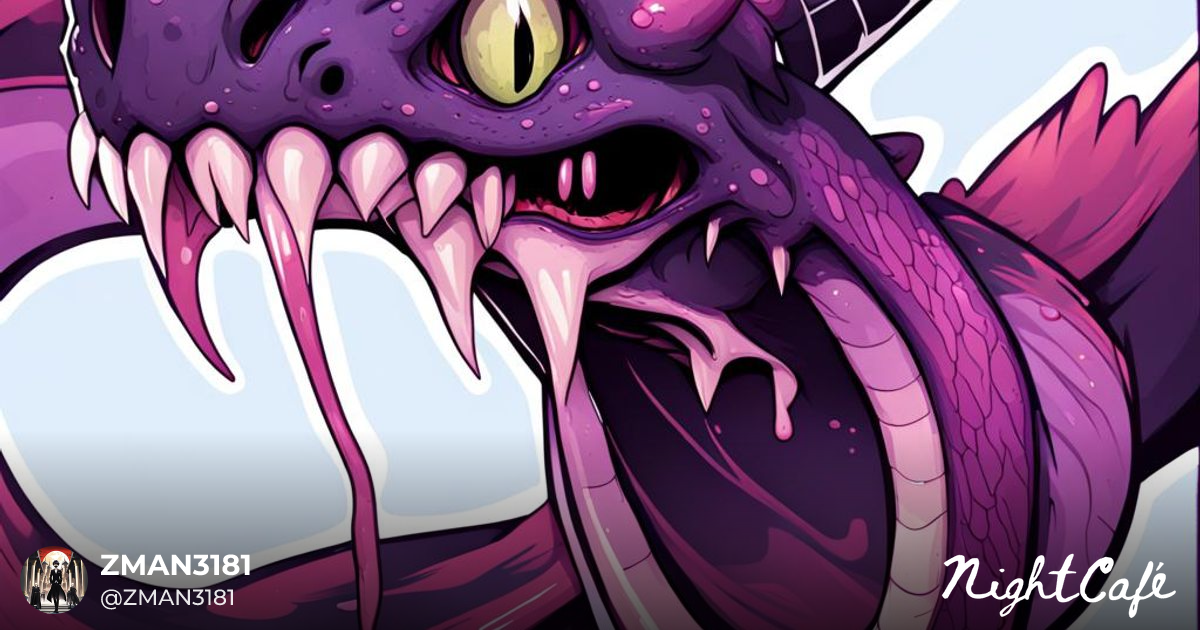 Inner Demons - Purple Dripping Dragon Serpent with Horns