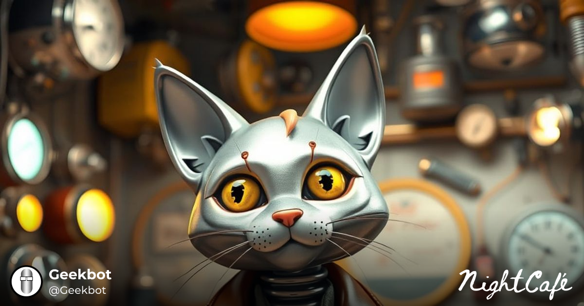 Retro Robot Cat in Aardman Claymation Style - AI Art