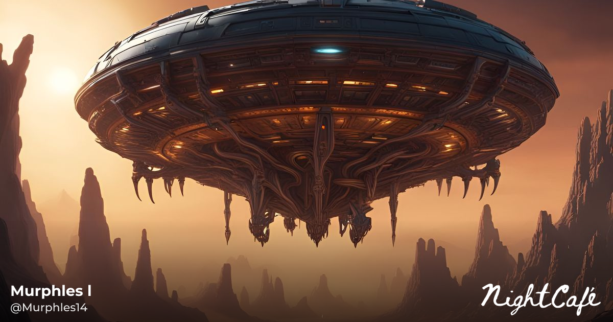 Alien Spaceship Emerges: Detailed Matte Painting - AI Art