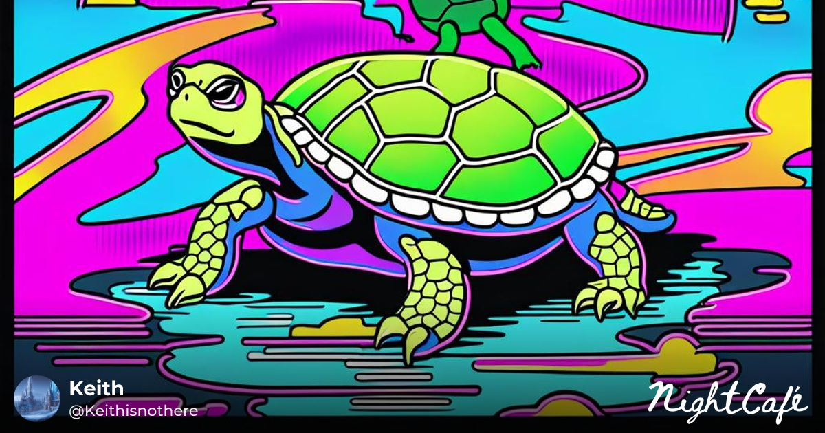 Turtles - Synthwave Neon Turtles: Retro Asian Box Turtle Art