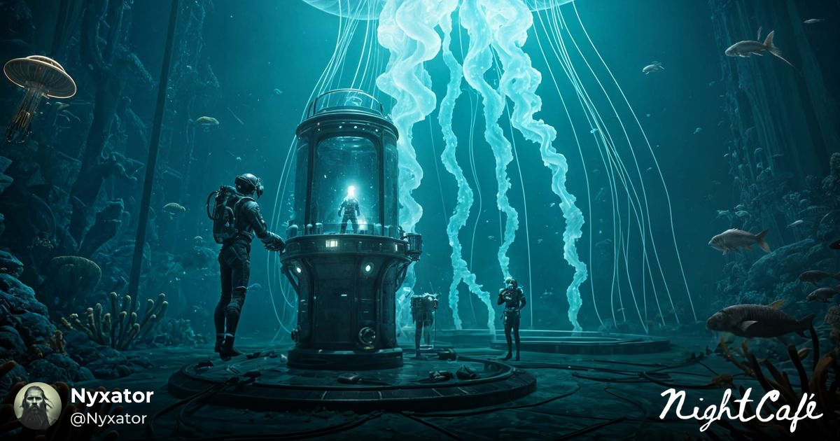 Deep Sea - Bioluminescent Jellyfish Research Station in 3D C...