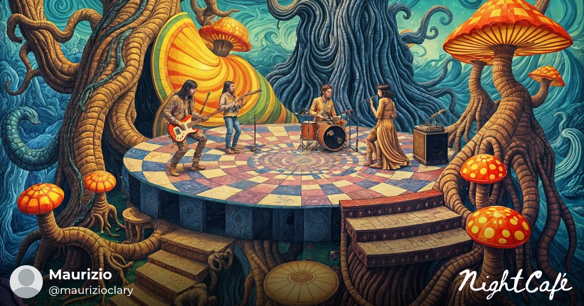 Surreal Psychedelic Band Performs on Escher-Inspir... - AI Art