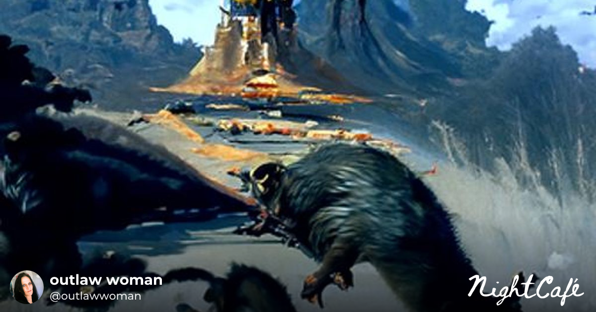 Over ran by giant rats - Giant Rats Overrun City: Oil Painti...