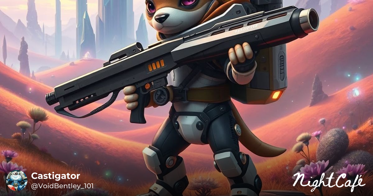 Heroic Alien Space Marine Puppy in Fantasy Landsca... - AI Art