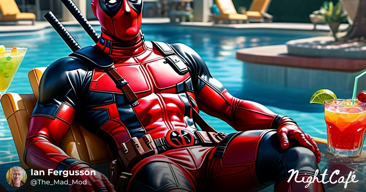 Deadpool On Vacation - Deadpool Relaxing on a Pool Float: Ph...