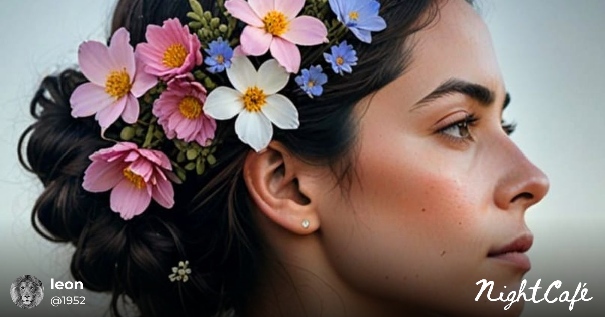 perfil realista - Realistic Portrait with Flowers